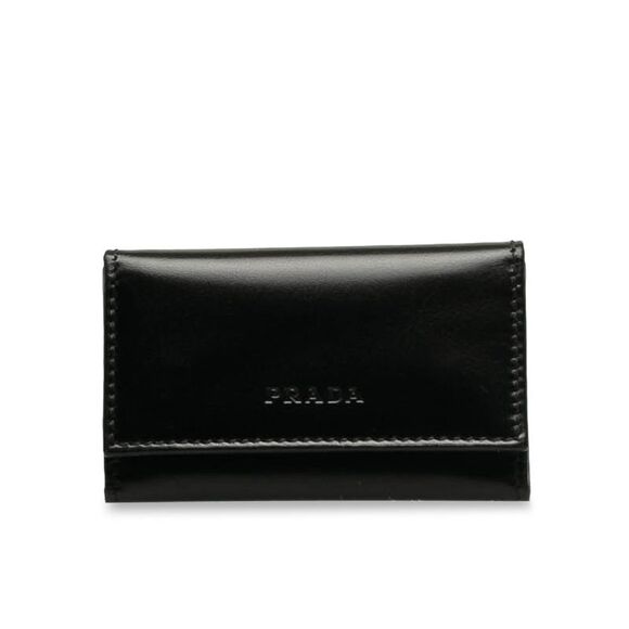 Prada | Accessories | Pre Loved Prada Black Leather Key Holder Wallet ...